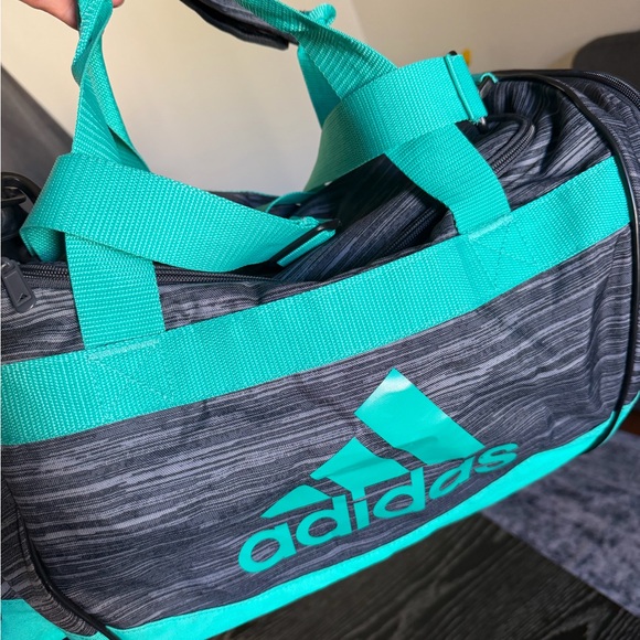 adidas | Bags | Adidas Turquoise And Charcoal Duffel Bag | Poshmark